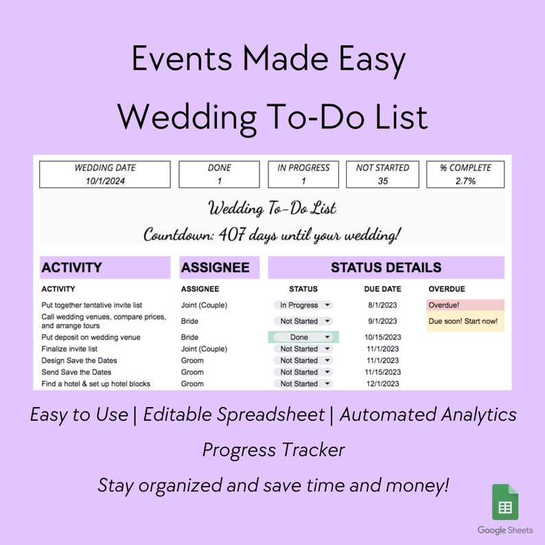 Wedding To-do List Template (printable) - Etsy