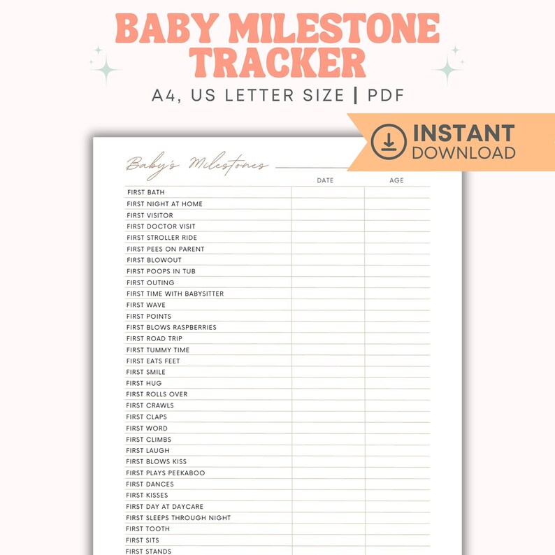 Baby Milestones Tracker Chart, Baby Tracking Log Book, Baby Journal ...