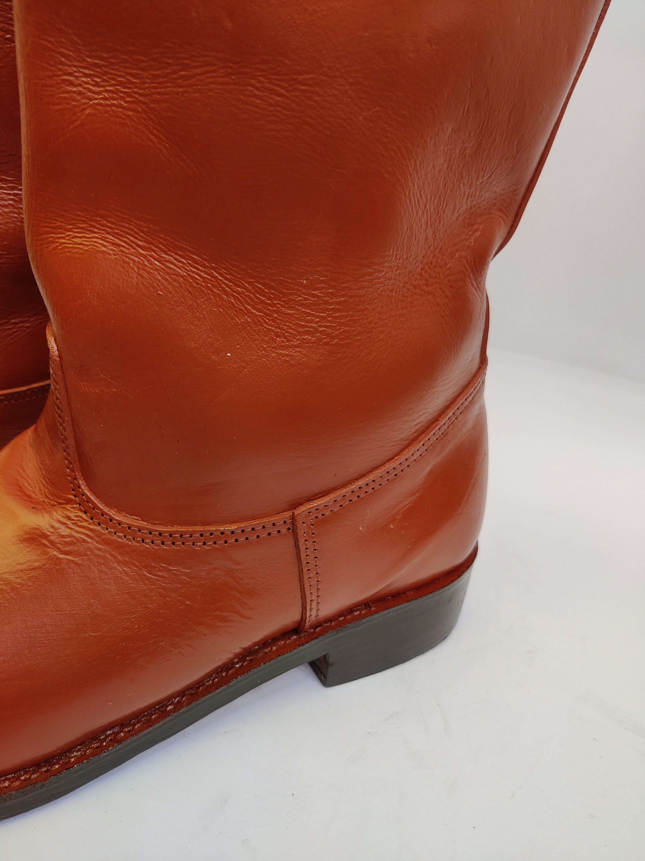 Brown Leather Long Boot With Leather Sole for Riding and Military. Long ...