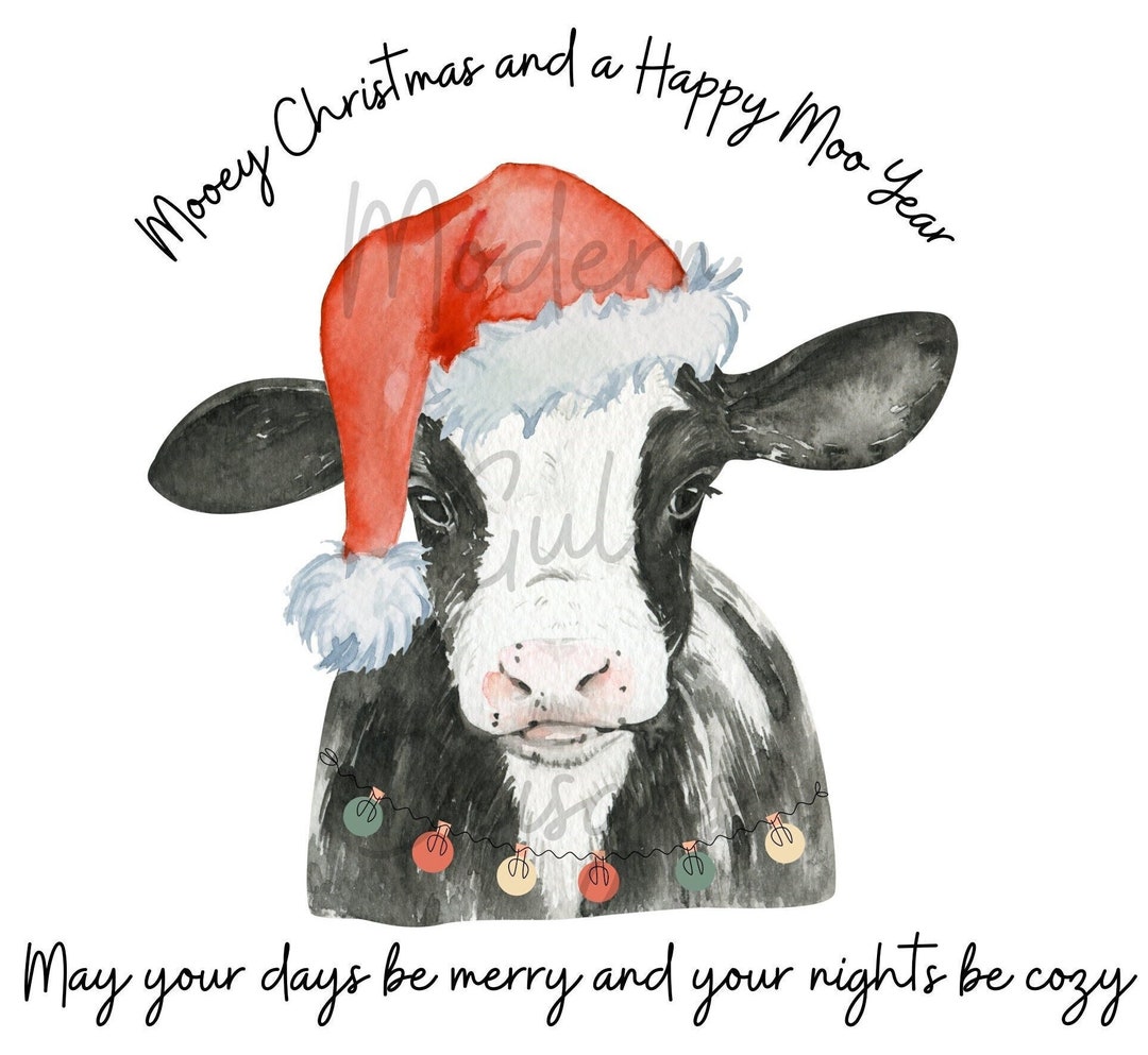 Cow Christmas PNG, Christmas Cow PNG, Christmas Card PNG, Cowboy ...