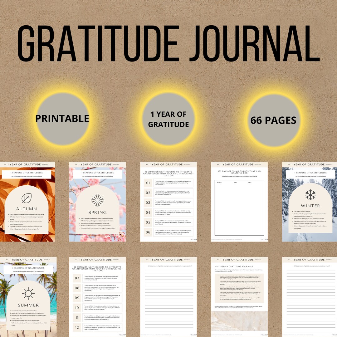 Printable Gratitude Journal 1 Year Gratitude Journal - Etsy