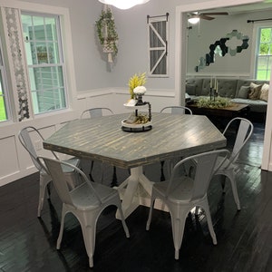 DIY Hexagonal Farmhouse Table Plans, Blueprints, Materials List ...