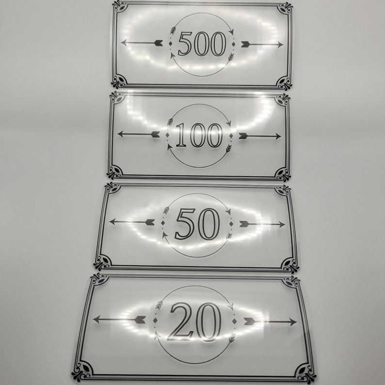 Monochrome or Colored Transparent Plastic Board Game Currency ...