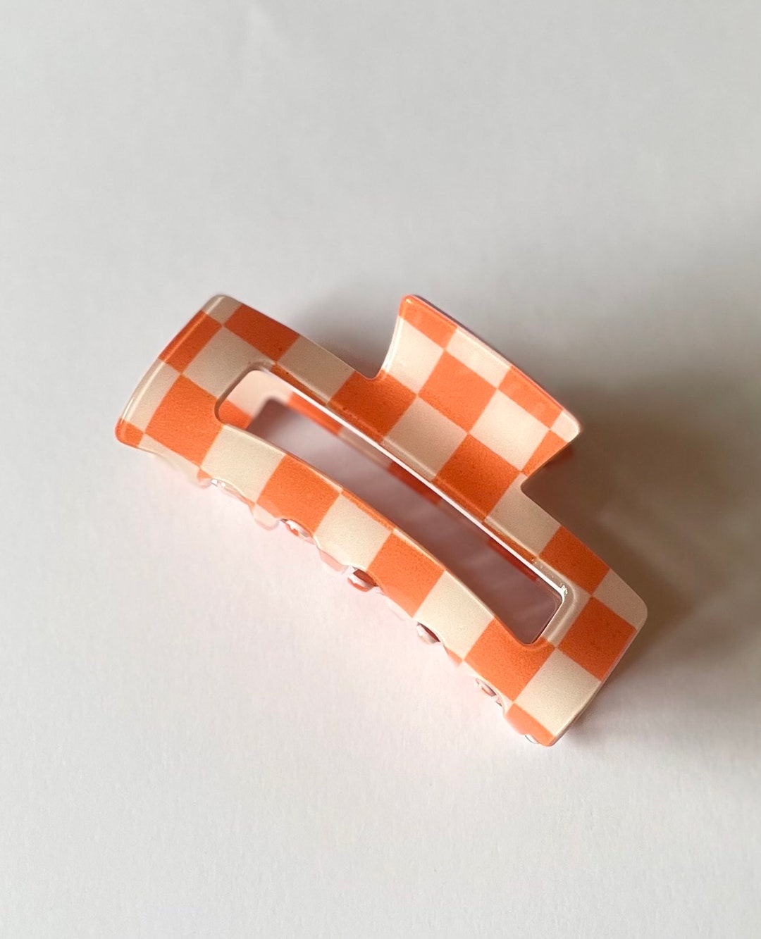 Orange & White Wide-checkerboard Hair Clip / Go Vols!!! / Tennessee ...