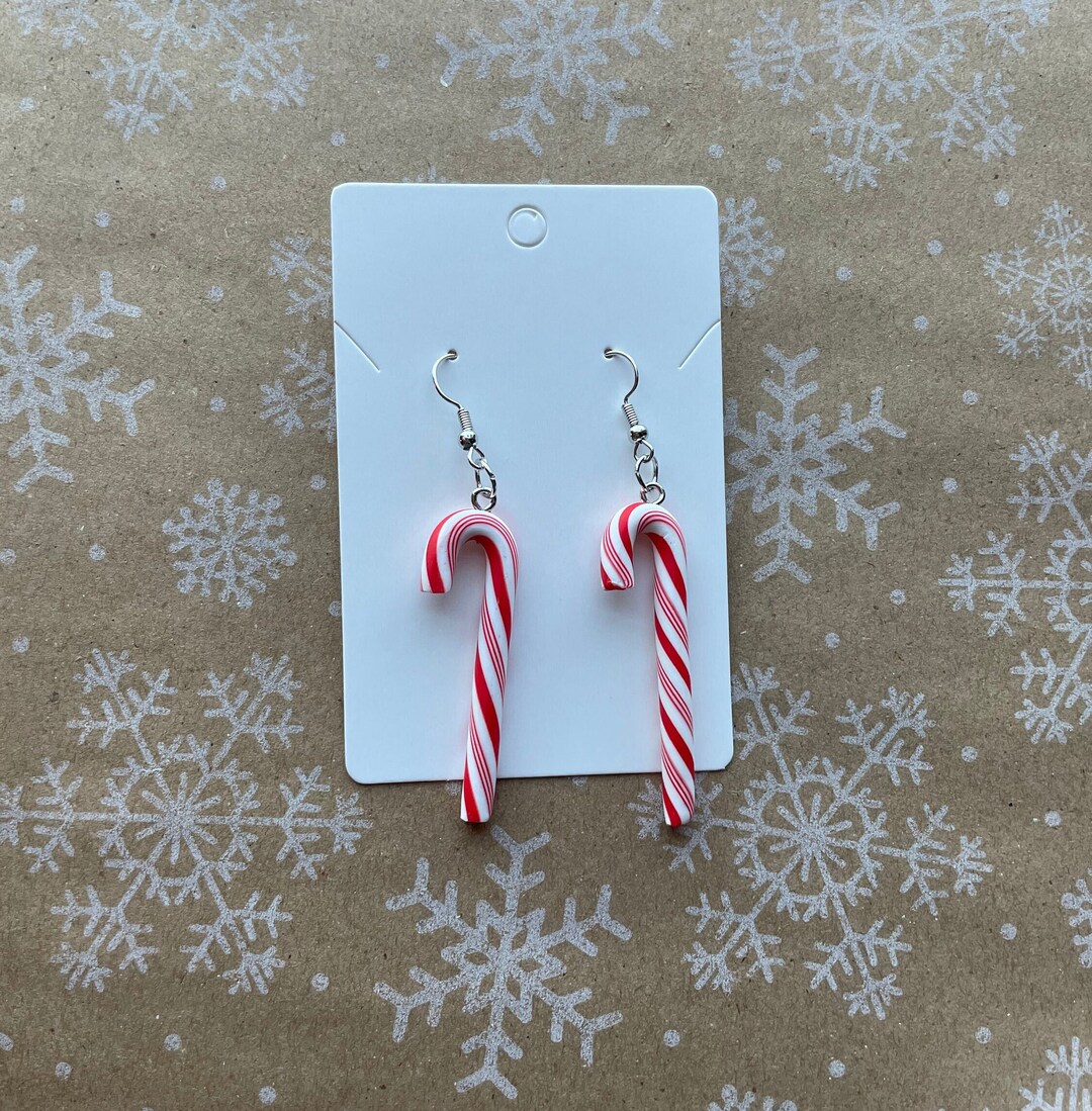 Red and White Candy Cane Earrings / Holiday Jewelry Accessories for ...