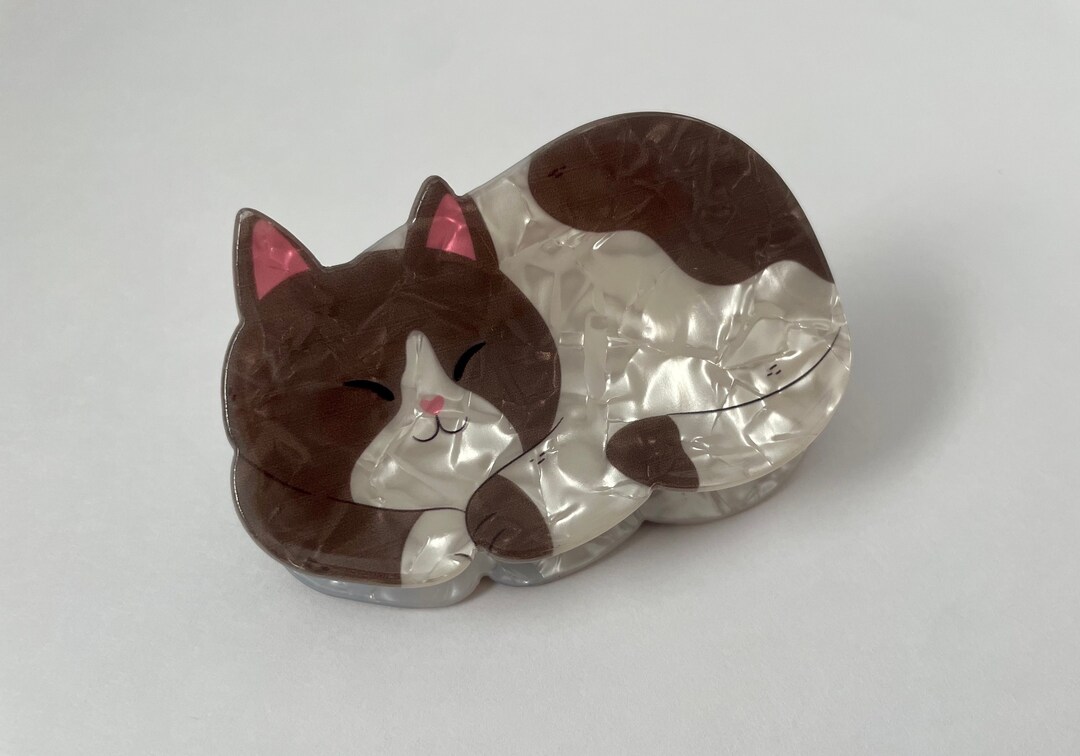 Pearly Brown, Pink & White Cali Calico Cat Medium Hair Clip Womens Hair ...