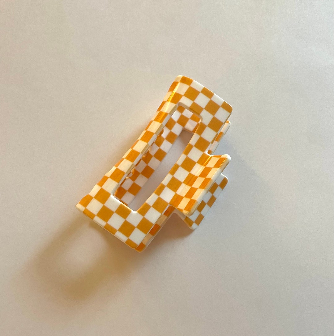 Orange & White Checkerboard Hair Clip / Go Vols!!! / Tennessee Game Day ...
