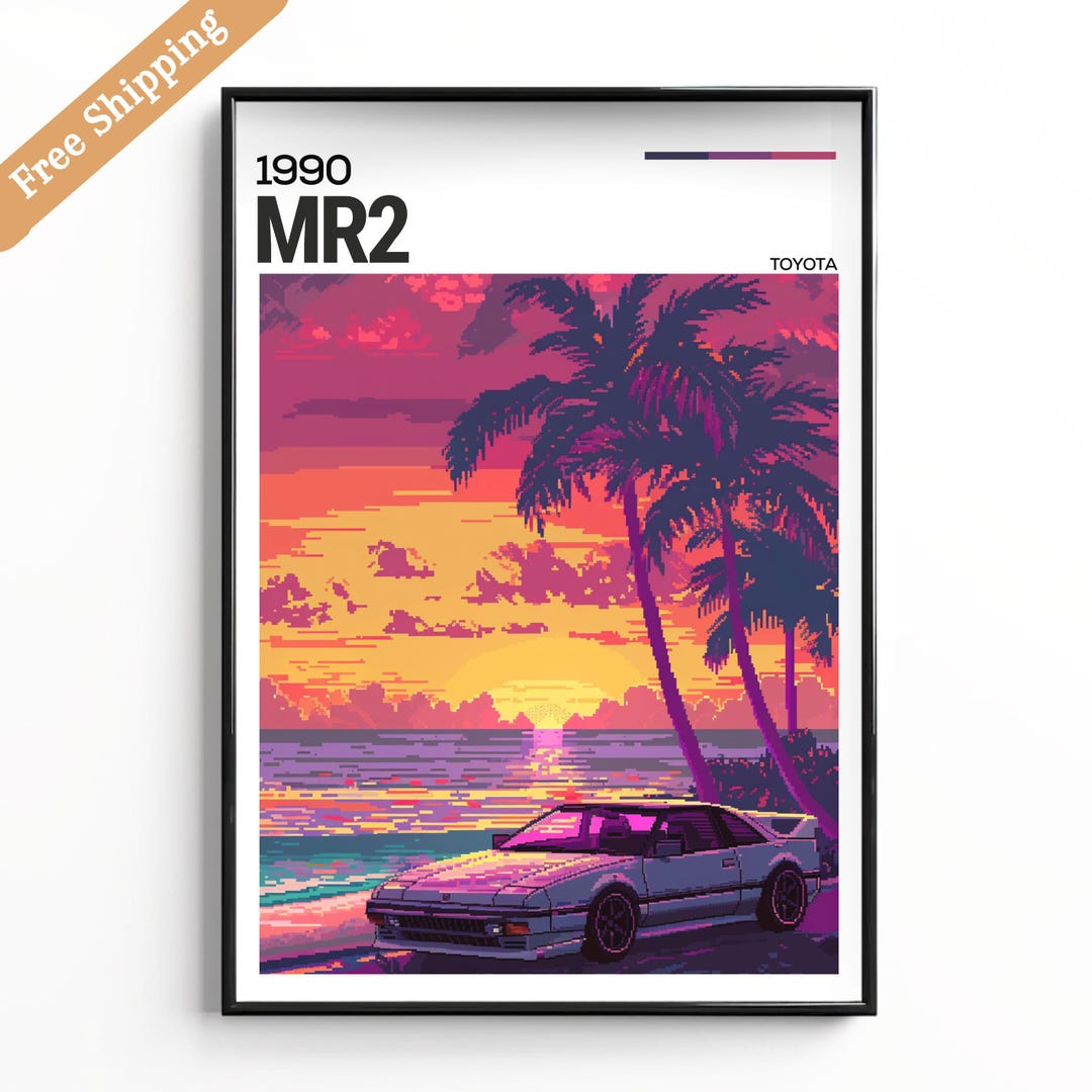 Toyota MR2 Poster, Pixel Car Poster, Pixel Art, Gift for Him, Bedroom ...