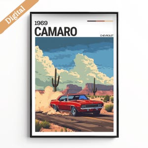 Camaro Print, Pixel Car Poster, Pixel Art, Gift for Him, Birthday Gift ...
