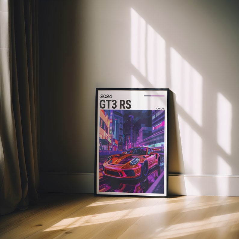 Porsche GT3 RS Poster, Pixel Car Poster, Art Print Poster, Wall Decor ...