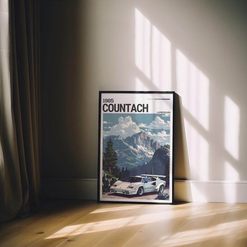 Lamborghini Countach Poster, Pixel Car Poster, Pixel Art, Gift for Him ...