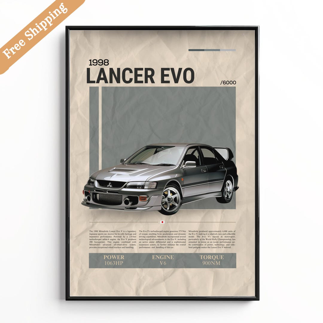 Mitsubishi Lancer Poster, Premium Car Poster, Car Print, Art Print ...