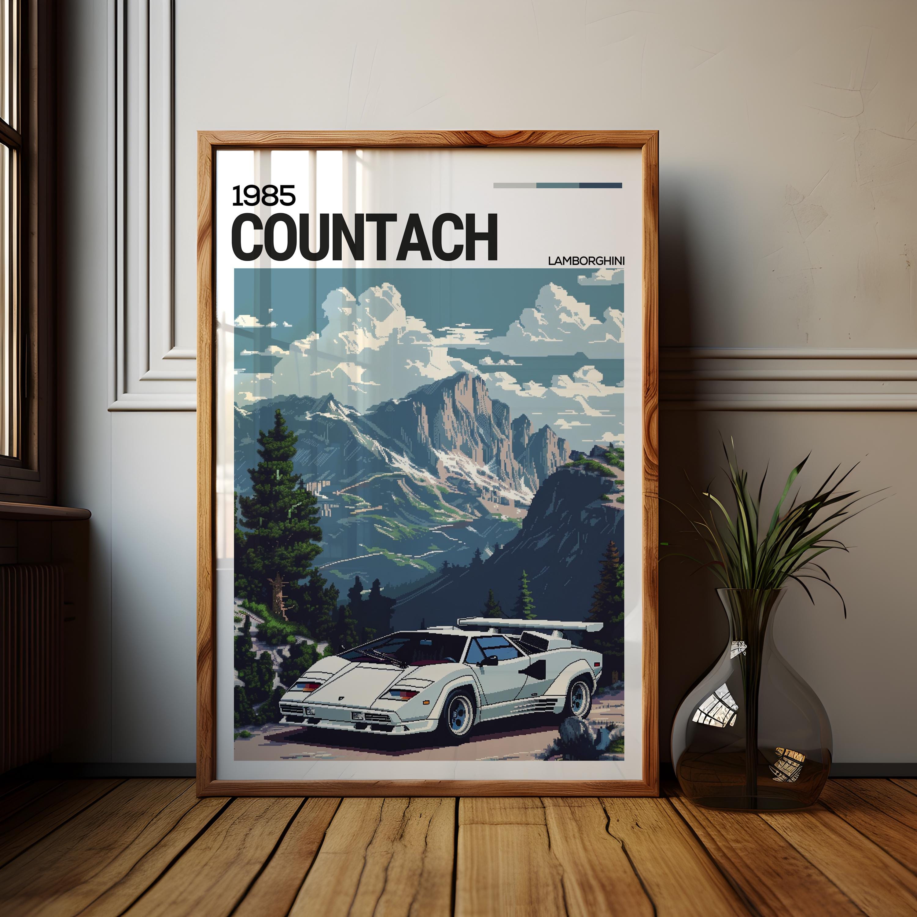 Lamborghini Countach Poster, Pixel Car Poster, Pixel Art, Gift for Him ...