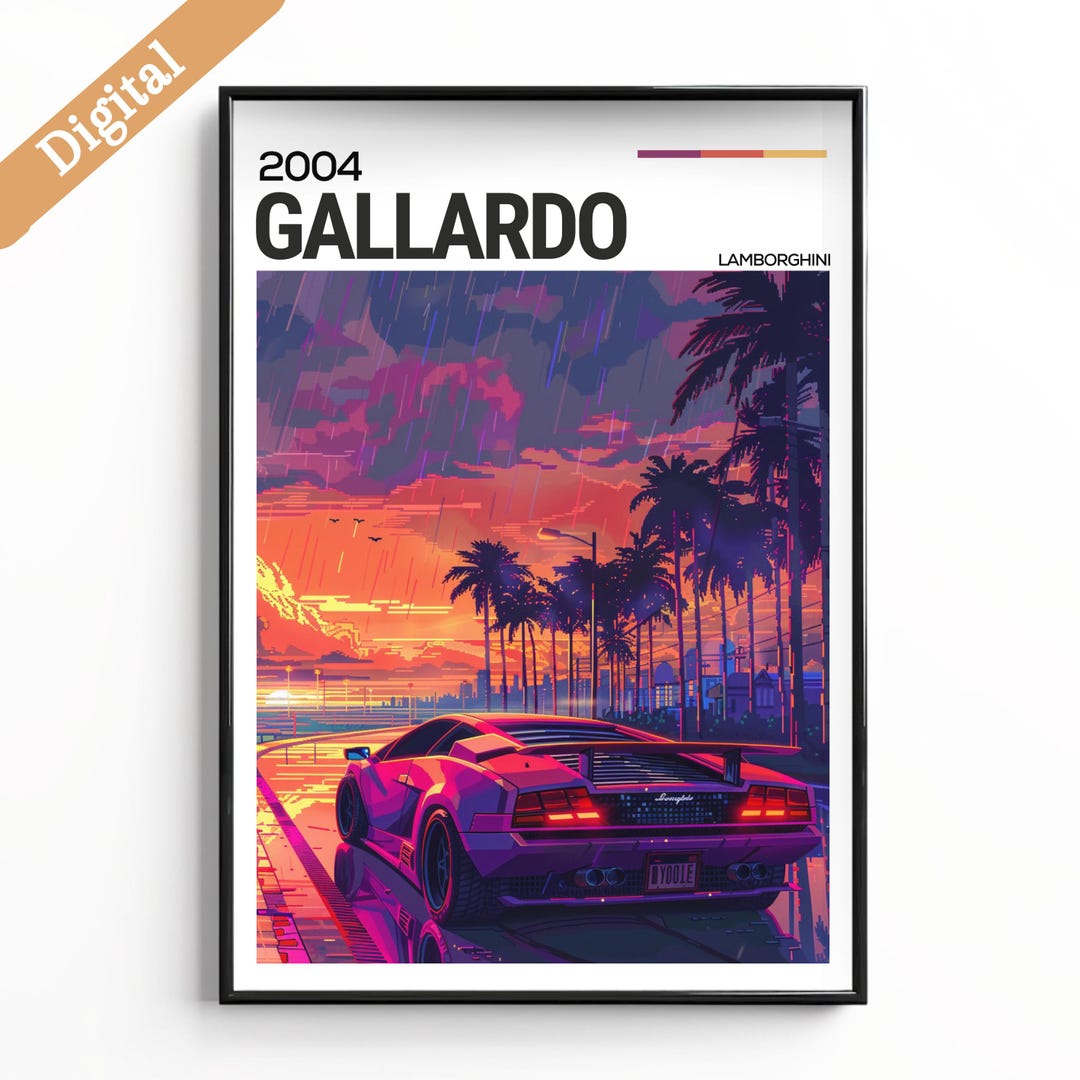 Lamborghini Gallardo Print, Pixel Poster, Pixel Art, Gift for Him ...