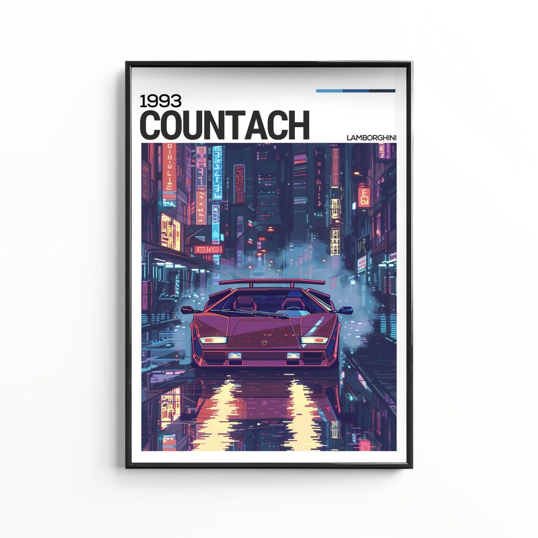 Lamborghini Poster, Car Poster, Pixel Art, Car Print, Wall Decor, Car ...