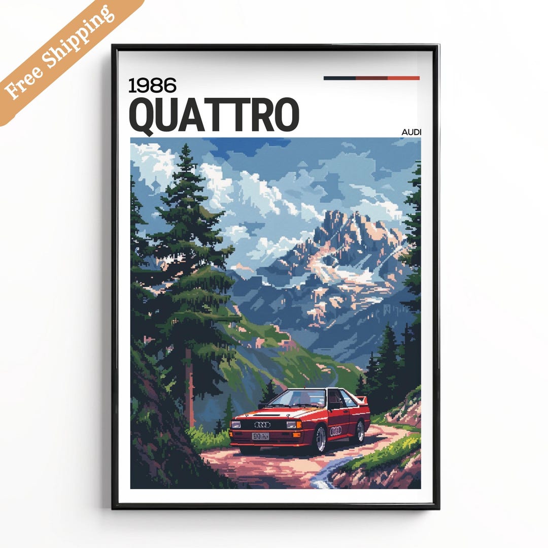 Audi Quattro Poster, Pixel Car Poster, Pixel Art, Gift for Him ...