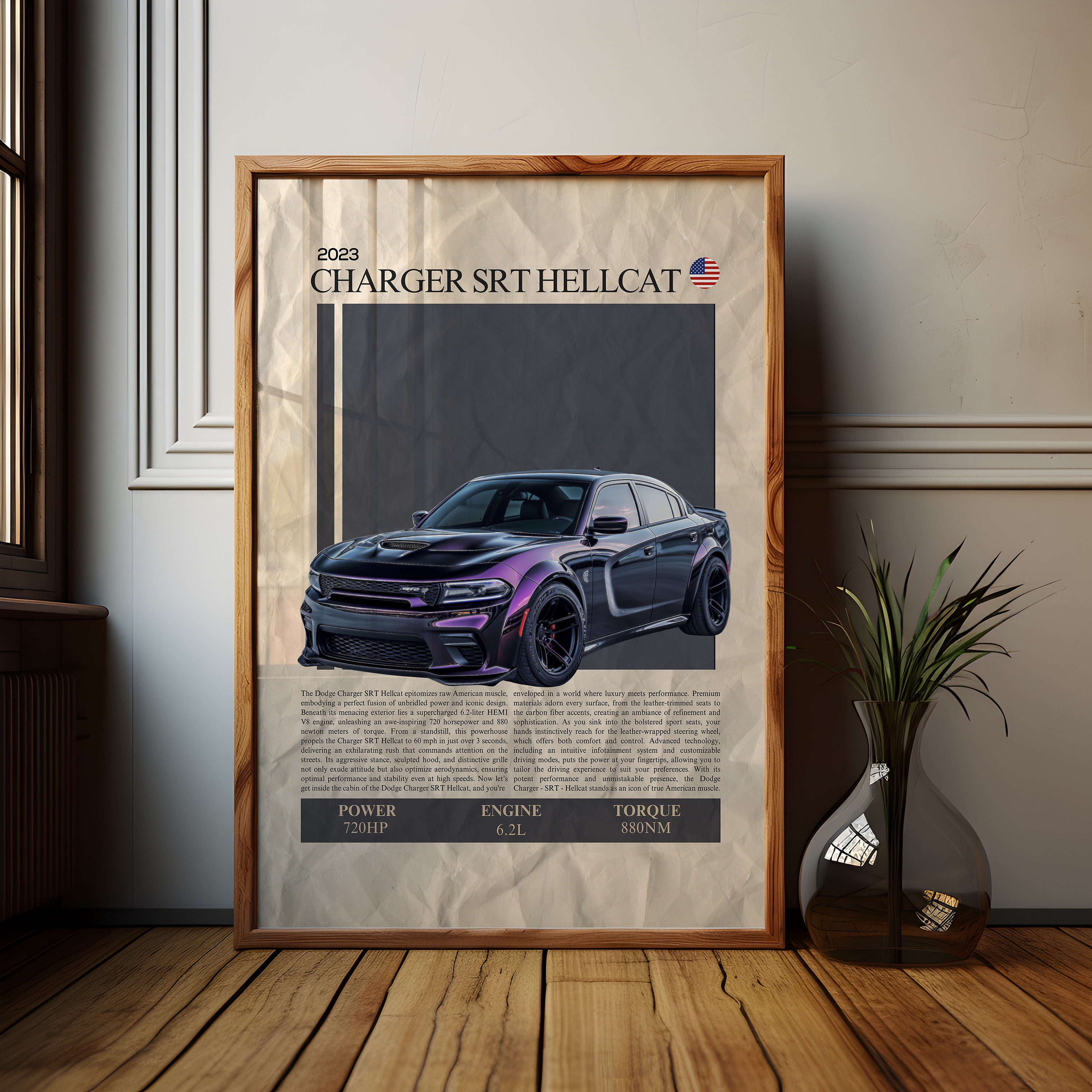 Dodge Charger SRT Hellcat Poster, Car Poster, Car Print, Art Print ...