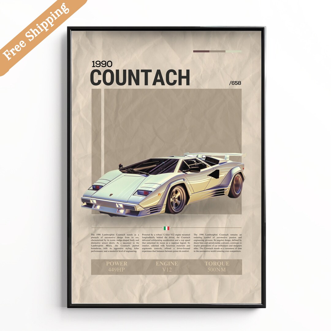 Lamborghini Countach Matte Poster, Car Poster, Car Print, Art Print ...
