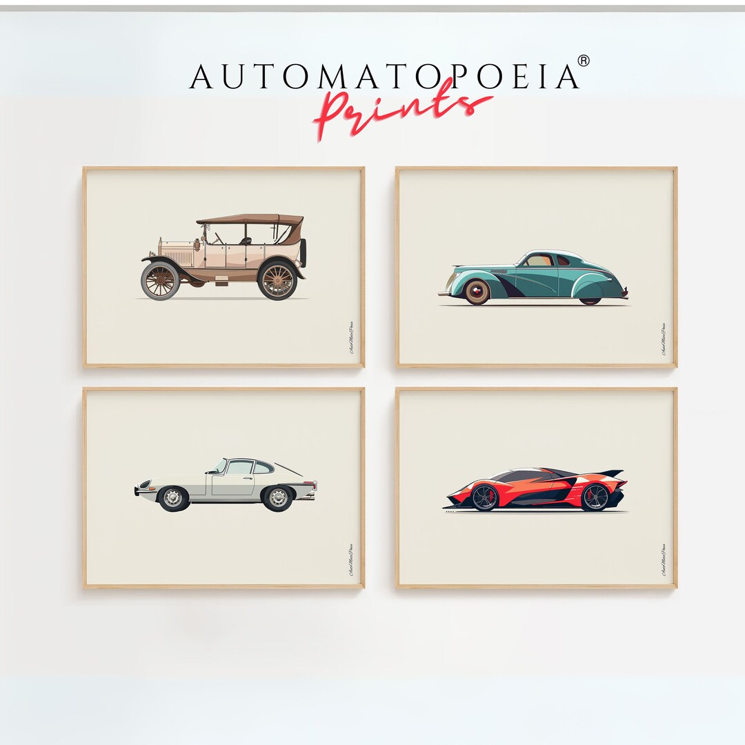 Evolution of Cars Prints, Digital Prints, Boys Room Decor, Retro Car ...