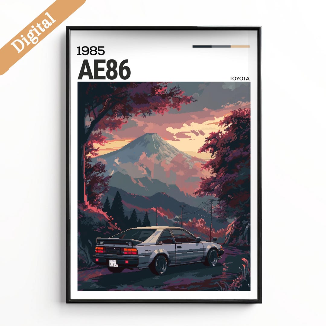 Toyota AE86 Print, Pixel Car Poster, Pixel Art, Gift for Him, Birthday ...