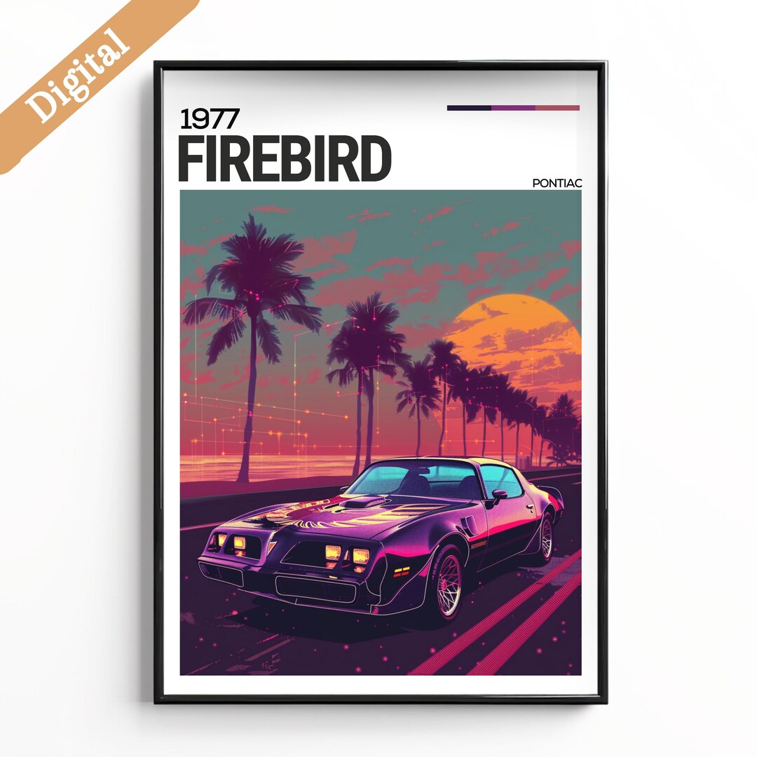 Pontiac Firebird Print, Pixel Car Poster, Pixel Art, Gift for Him ...