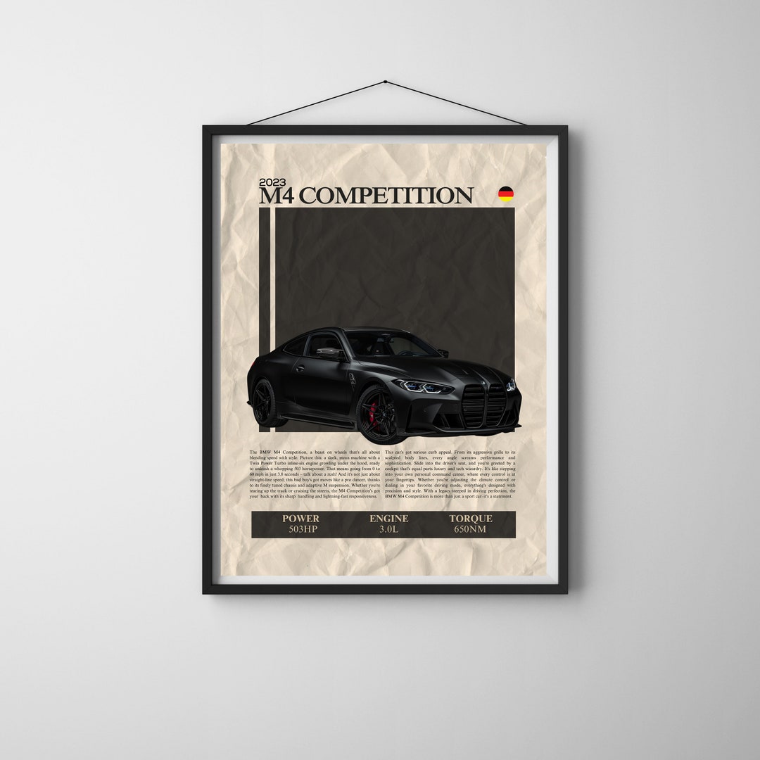BMW M4 Competition Poster, Super Car Poster, Art Print Poster, Wall ...