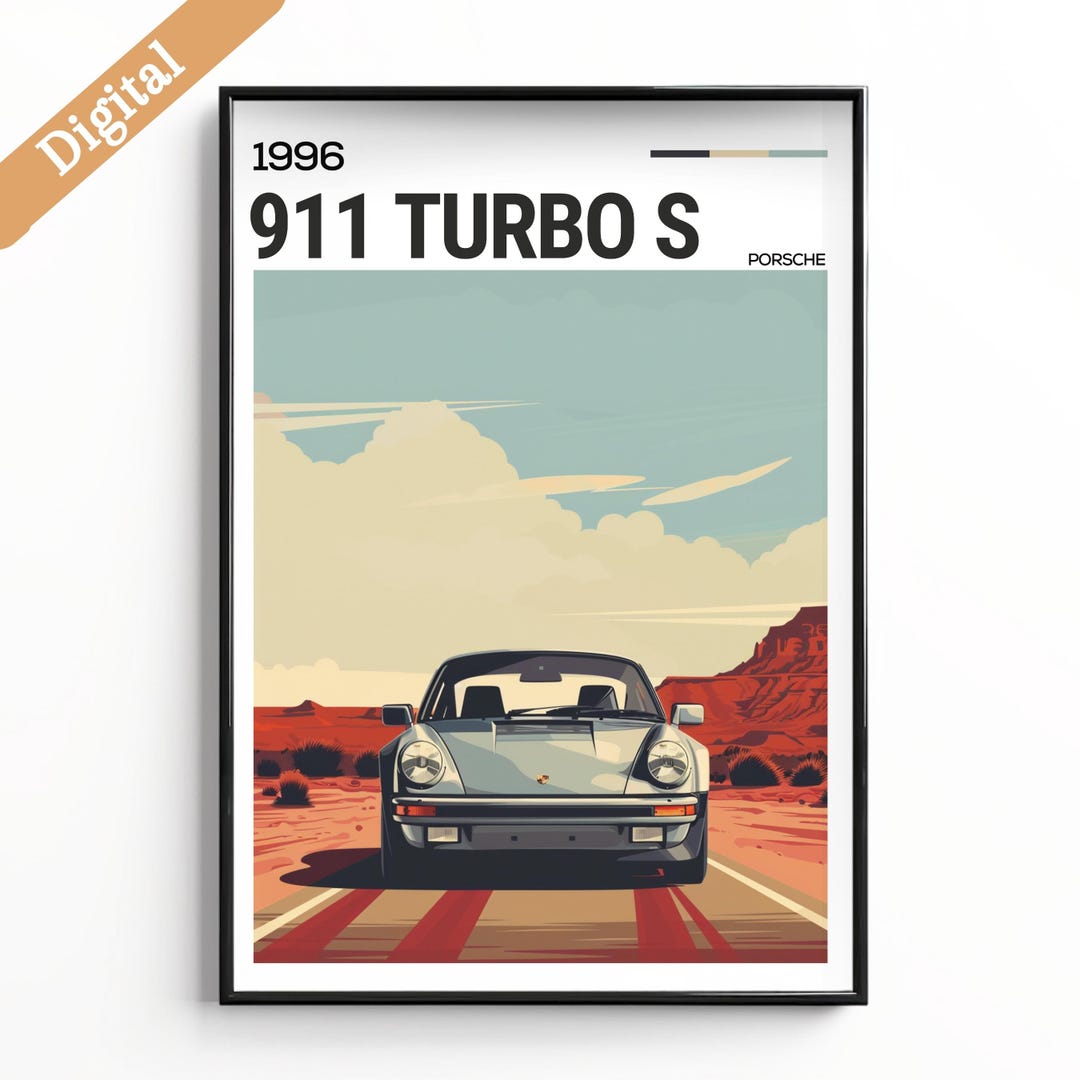 Porsche 911 Turbo S Digital Poster Print, Vintage Car Poster, Pixel Art ...