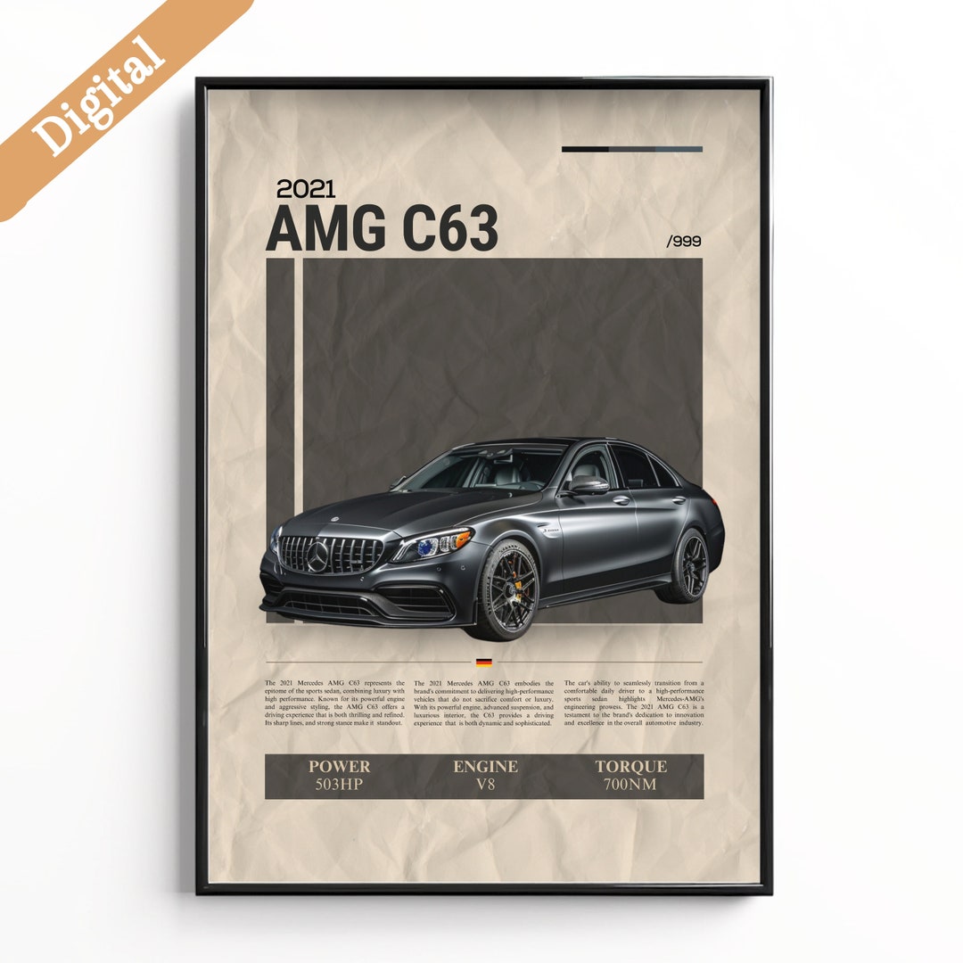 Mercedes AMG C63 Print, Car Poster, Car Print, Art Print Poster, Wall ...