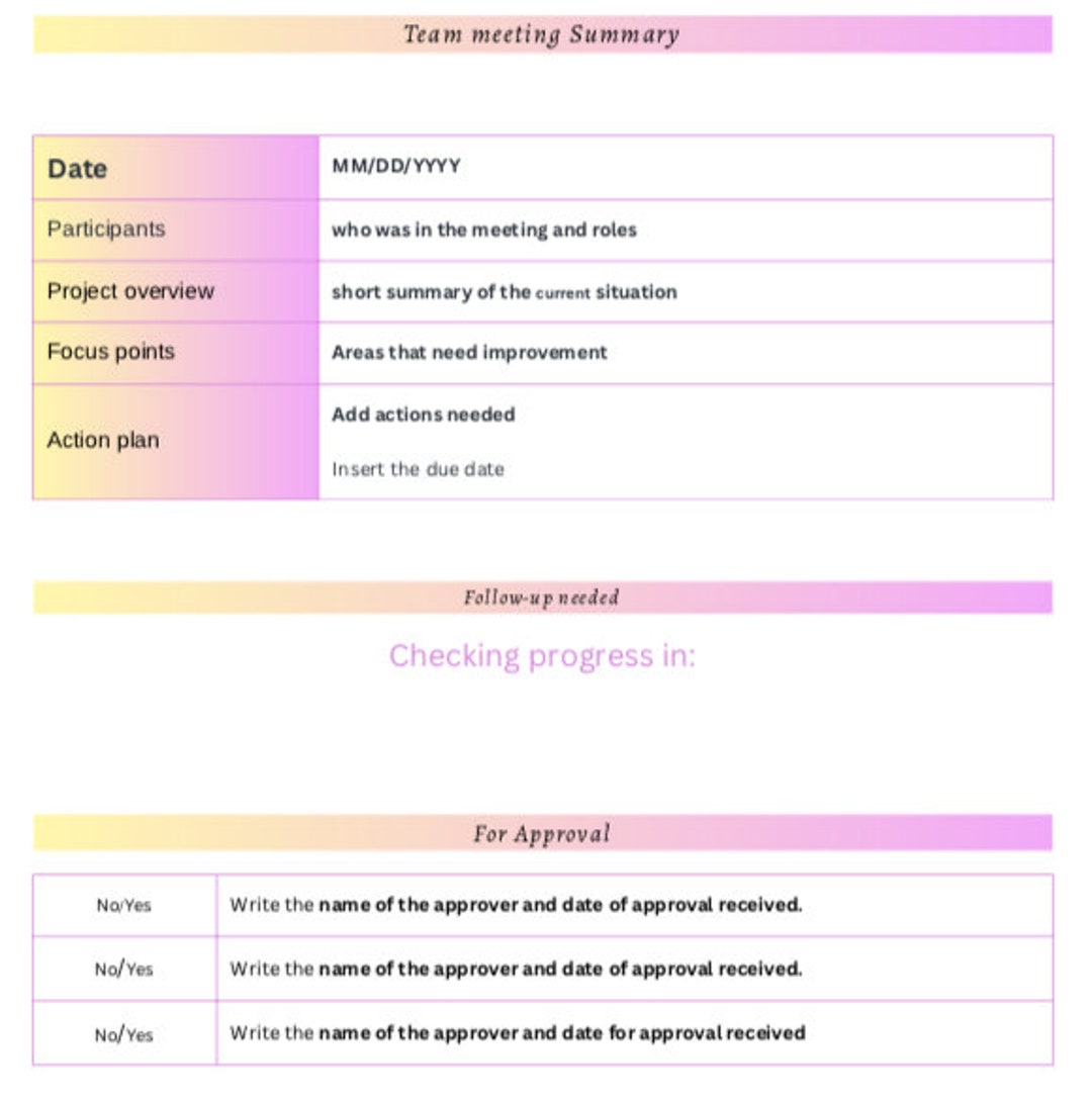 Team Meeting Tracker and Checklist - Etsy