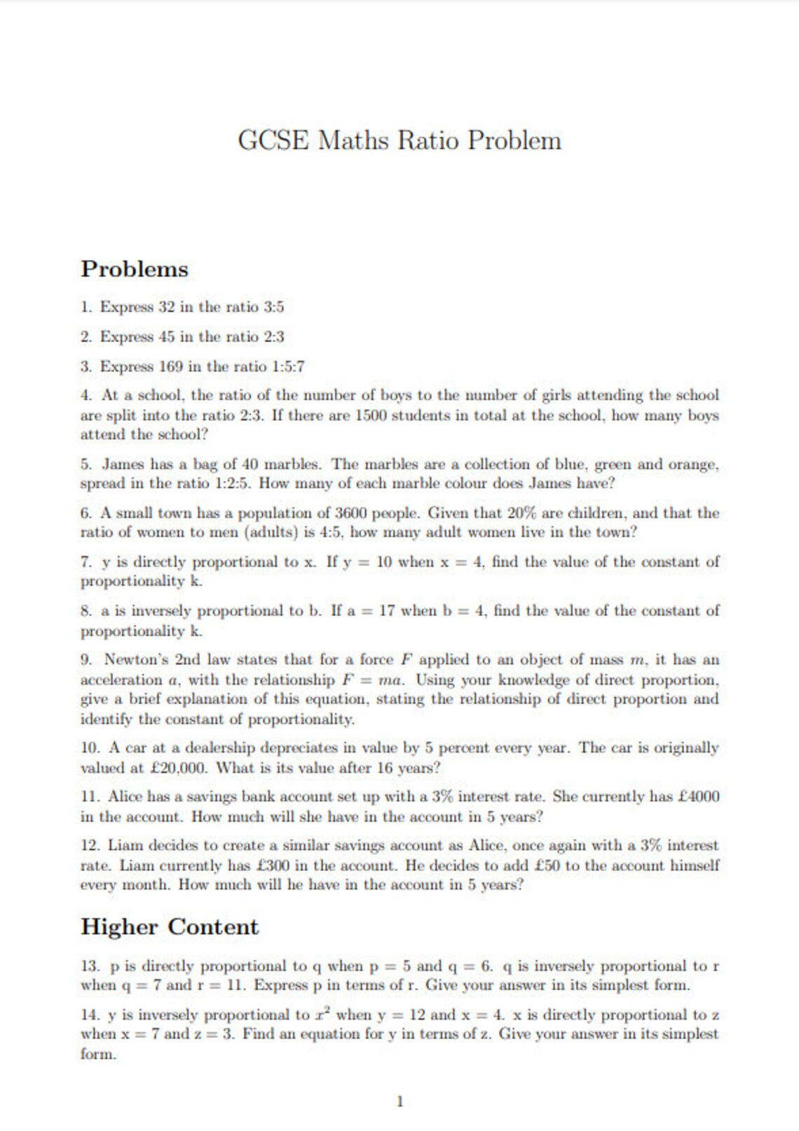2024 GCSE AQA Maths Topics 1-3 Revision Question Sheets + Answers | PDF ...