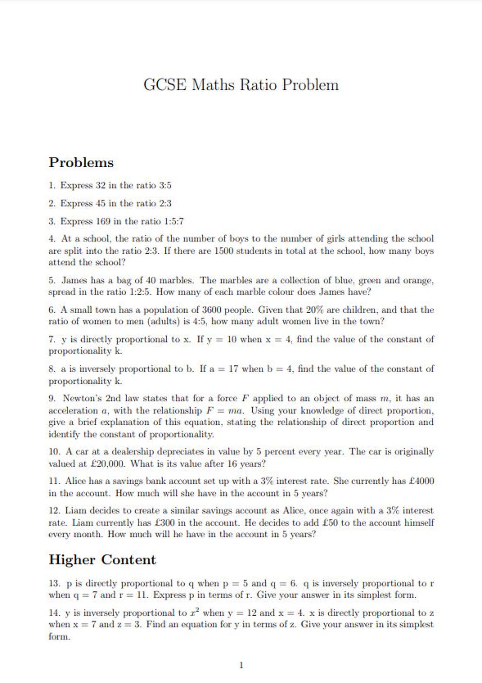 2024 GCSE AQA Maths Topics 1-3 Revision Question Sheets + Answers | PDF ...