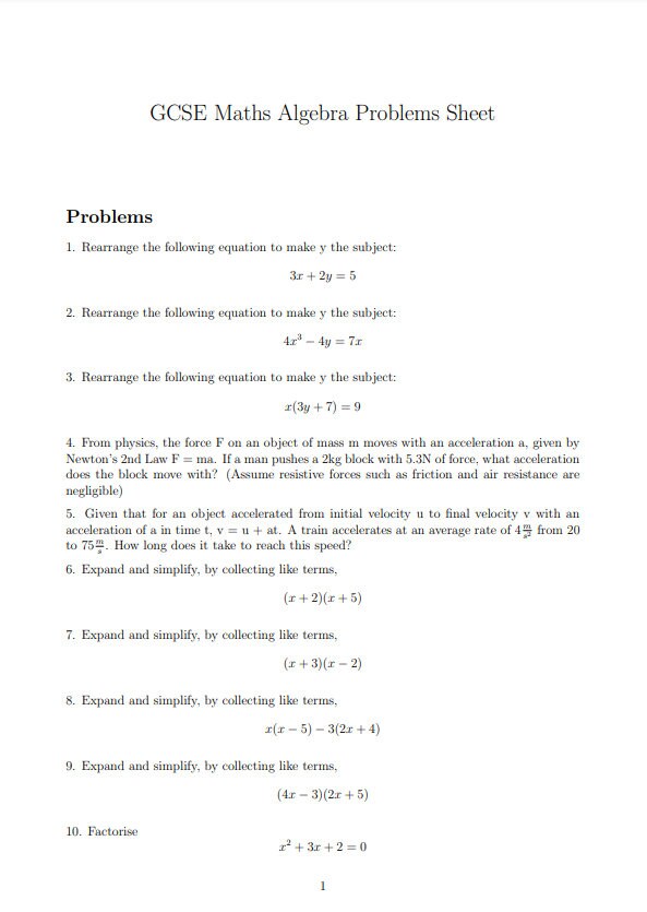 2024 GCSE AQA Maths Topics 1-3 Revision Question Sheets + Answers | PDF ...