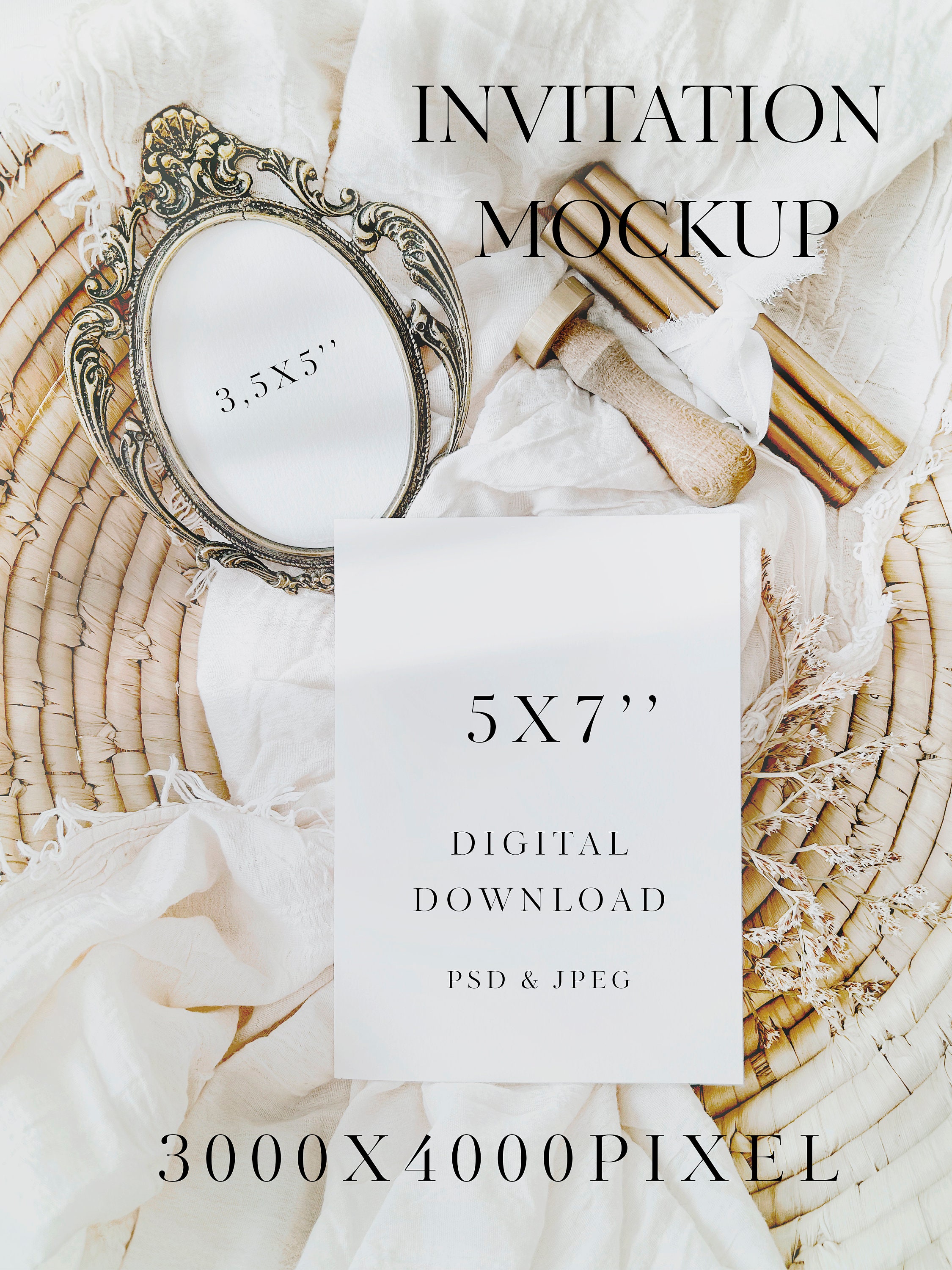 Invitation Mockup, 5x7 Invitation Mockup,wedding Stationery Mockup ...