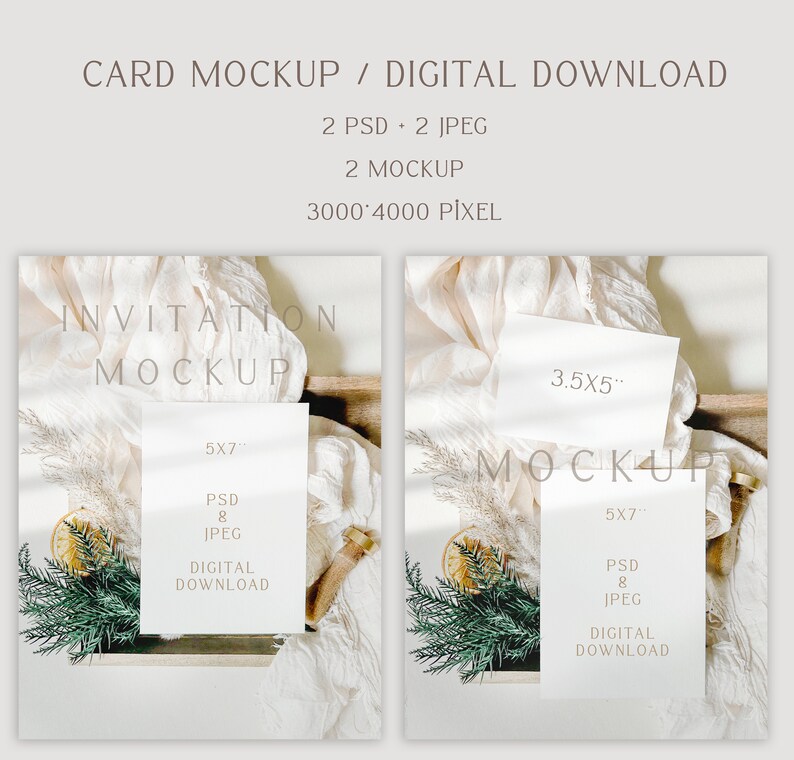 Invitation Mockup, 5x7 Invitation Mockup,wedding Stationery Mockup ...