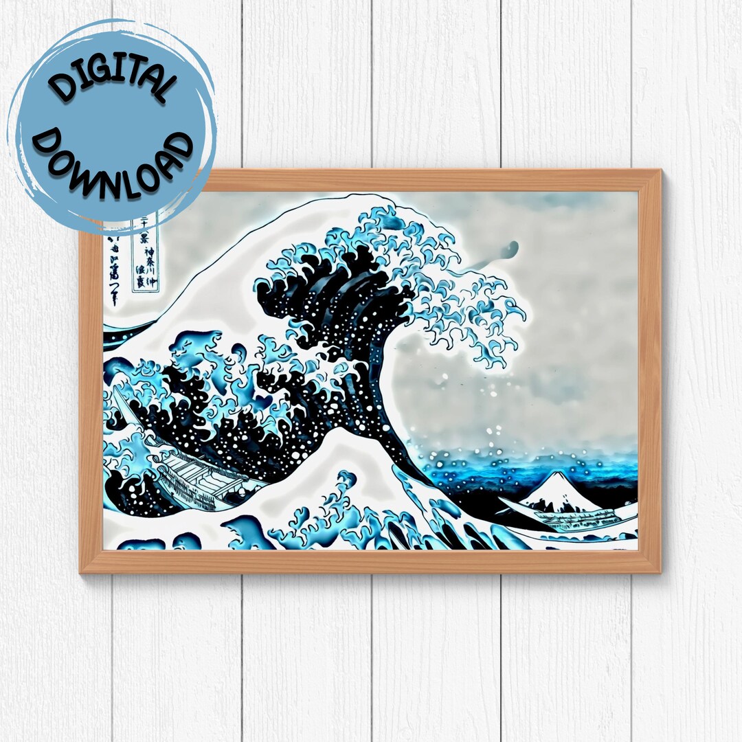 Blue Great Wave off Kanagawa Japanese Art Printable Digital Art Instant ...