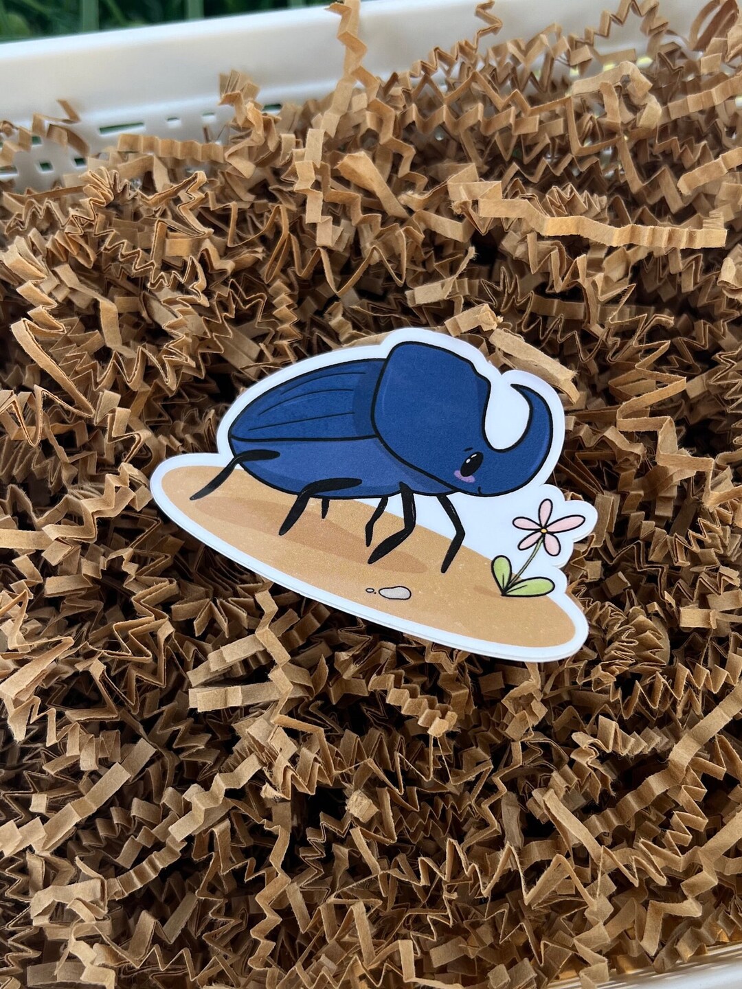 Hercules the Beetle Sticker - Cute Blue Rhinoceros Beetle Art - Fun ...