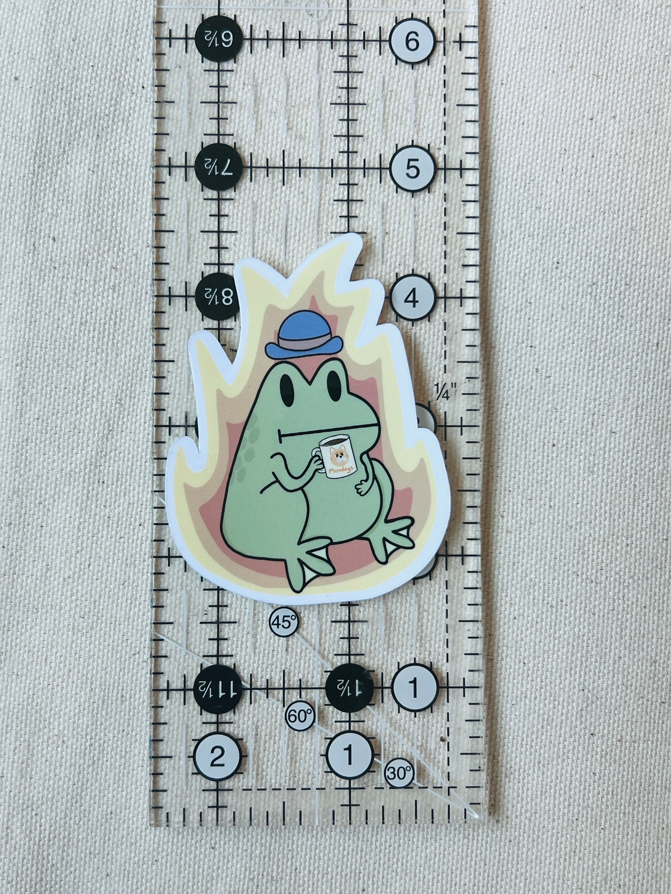 This is Fine Grumpy Gus the Frog Frog Illustration Sticker Funny Meme ...