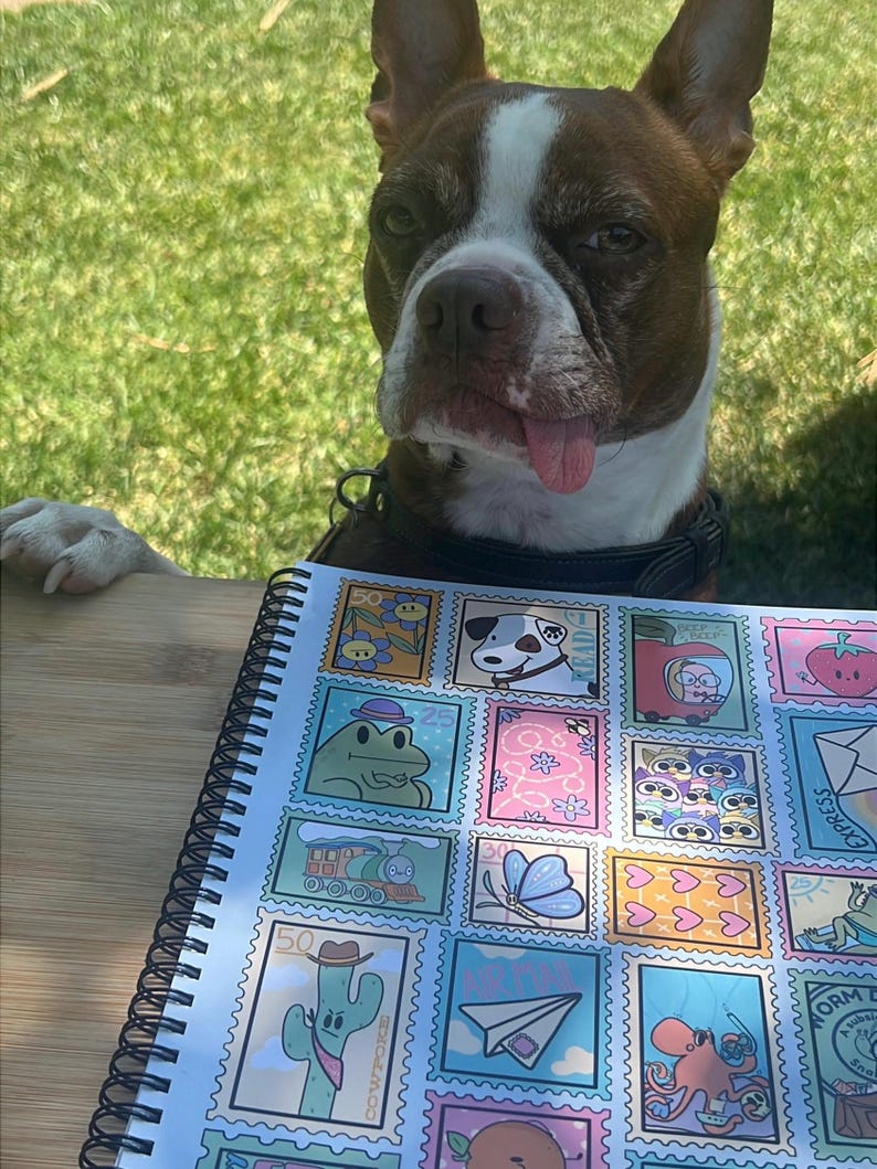 Cute Stamp Collection Spiral Notebook – Snail Mail Stationery Journal ...