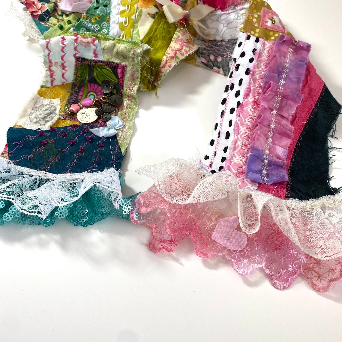 Pink Blue Green Snippet Roll, Junk Journal Ephemera, Textile Collage ...