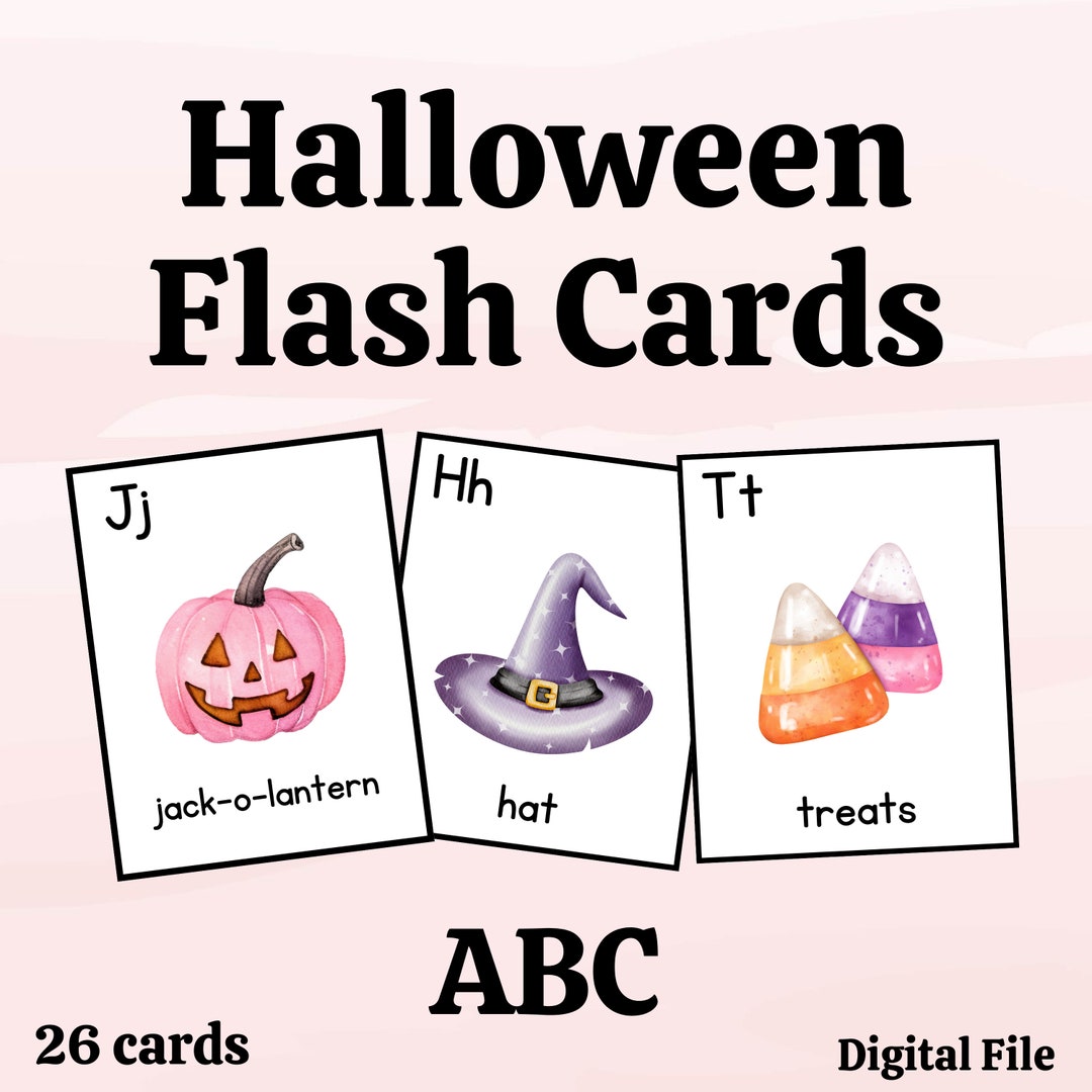 Alphabet Halloween Flash Cards Abcs Children Kids Toddler Learning ...