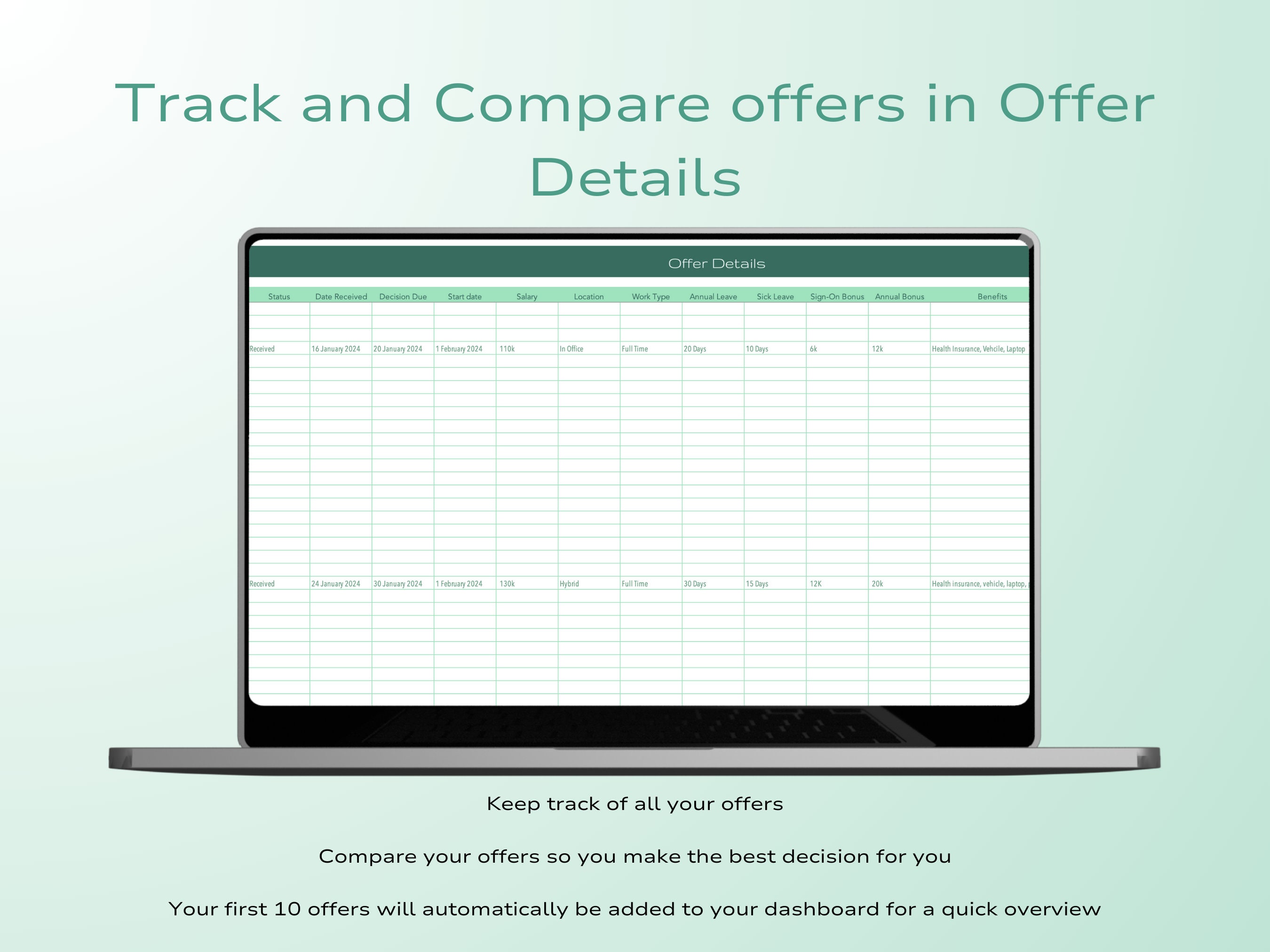 Job Tracker Spreadsheet for Excel With a Job Tracker, Interview Tracker, Job Offer Tracker ...