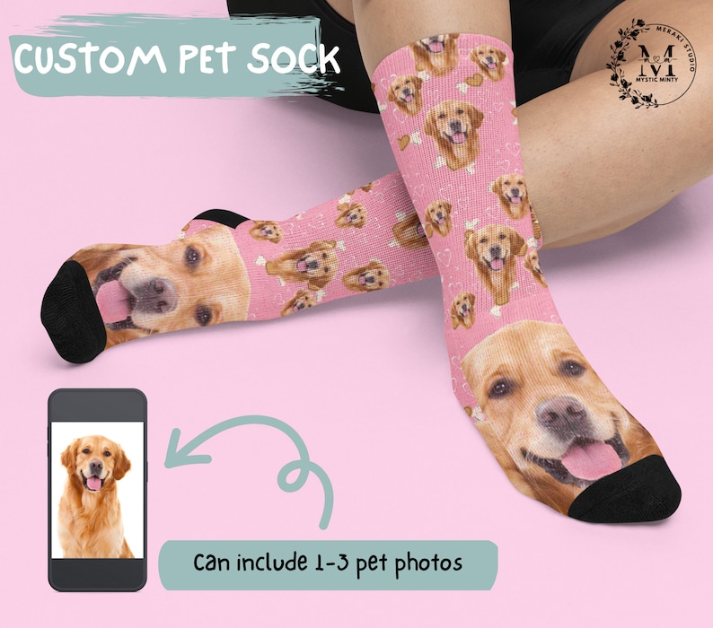 Custom Golden Retriever Golden Doodle Dog Socks Customized Pet Socks ...