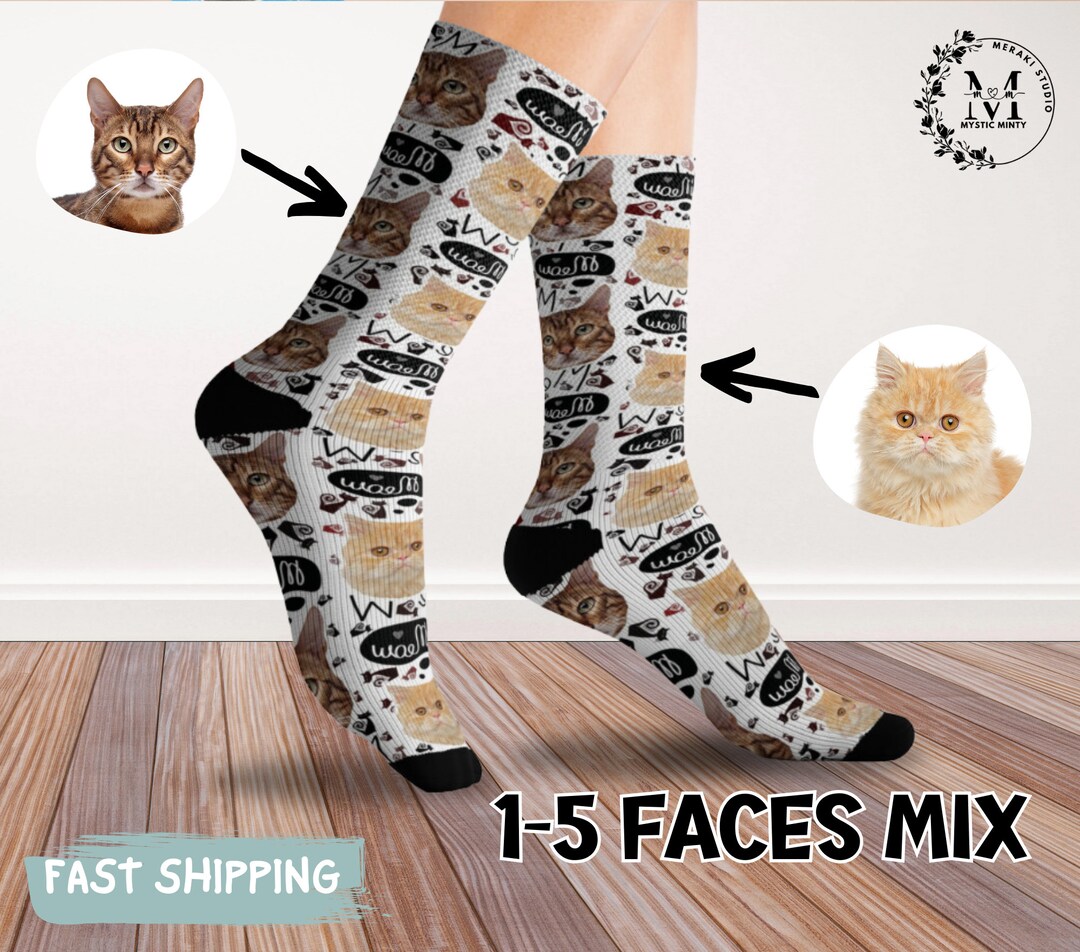 Custom Cat Socks Dog Socks Customized Pet Socks With Any Photos and ...