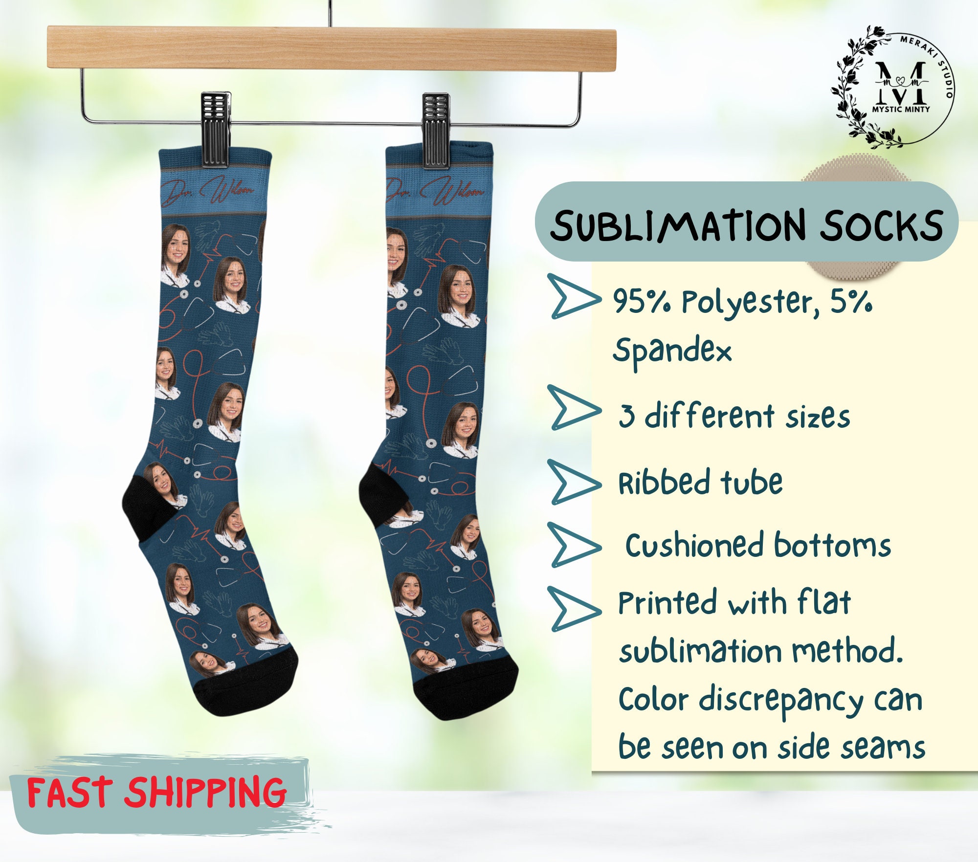 Custom Doctor Photo Socks Cute Christmas New Doctor Teacher Nurse ...