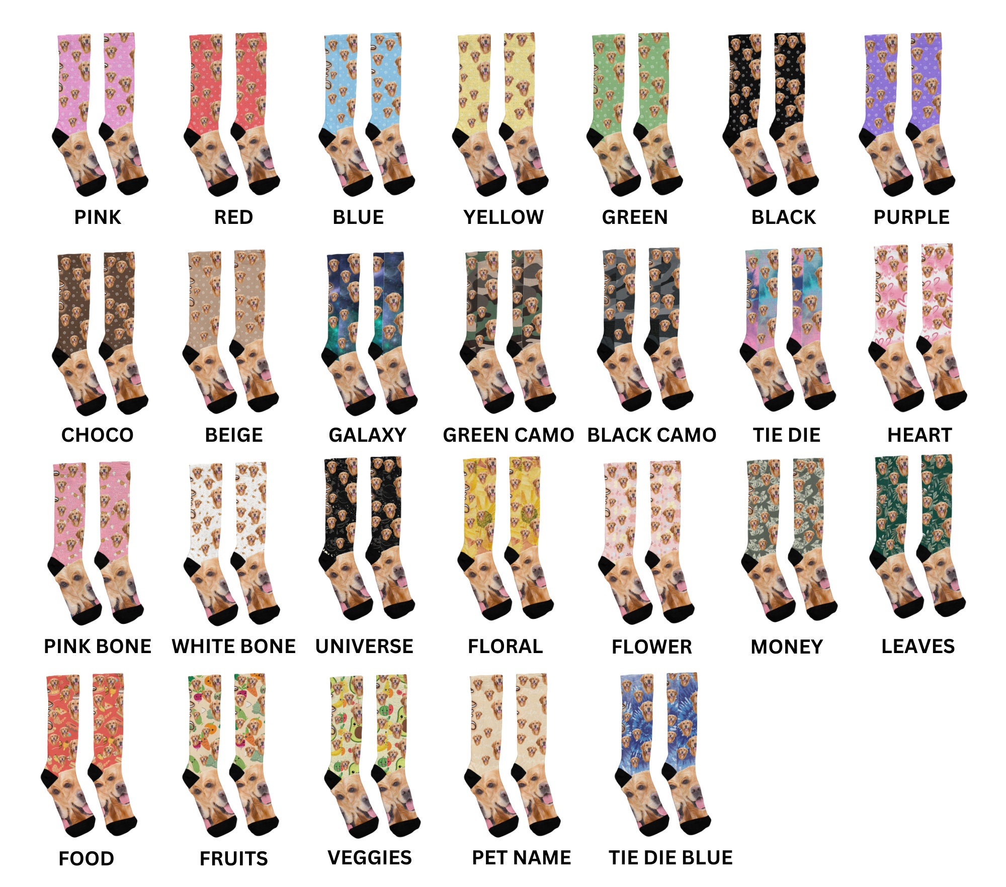 Custom Golden Retriever Golden Doodle Dog Socks Customized Pet Socks ...