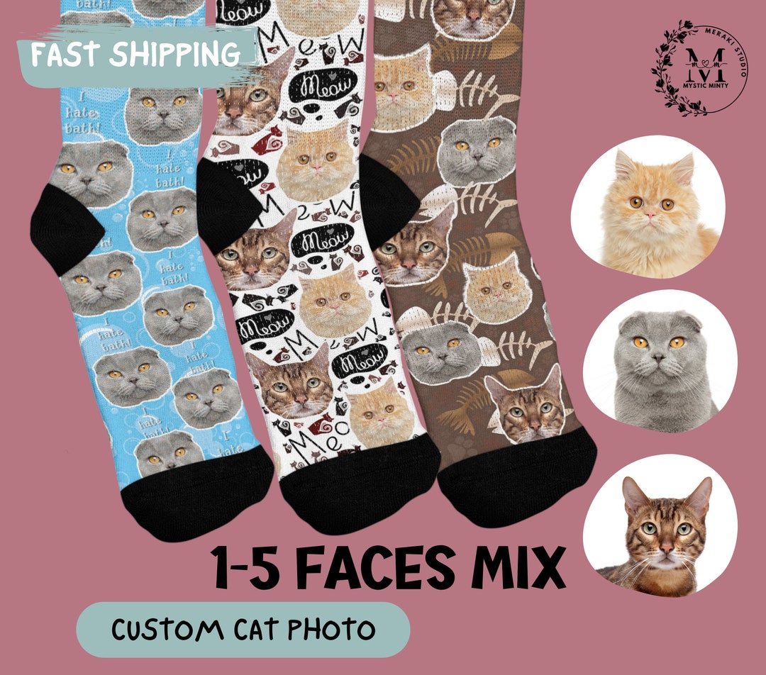 Custom Cat Socks Dog Socks Customized Pet Socks With Any Photos and ...