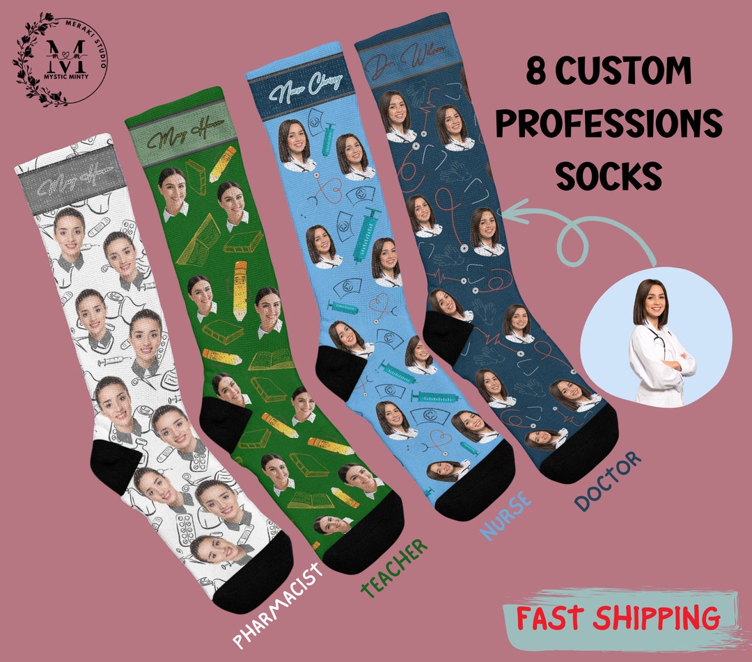 Custom Doctor Photo Socks Cute Christmas New Doctor Teacher Nurse ...