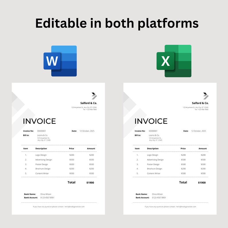 Simple Invoice Template Modern and Professional Invoice - Etsy