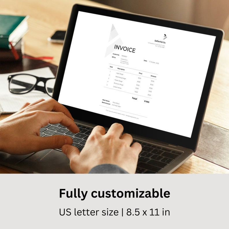 Simple Invoice Template, Modern and Professional Invoice, Microsoft ...