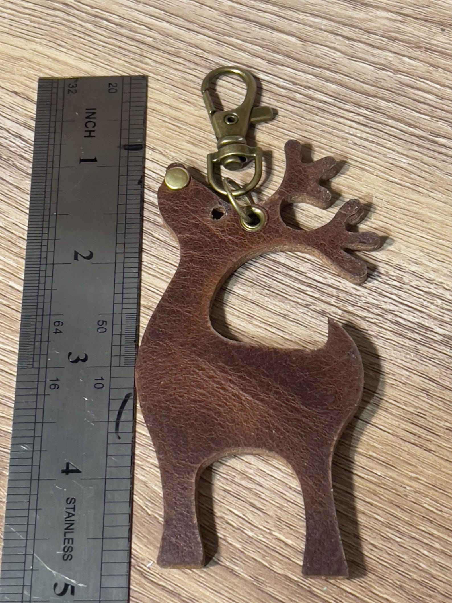 RUDOLPH Reindeer 2 Sided Full Grain Leather Keyring Key Chain Purse ...